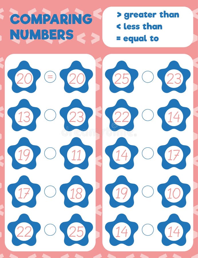 Comparing Numbers Worksheet Stock Vector - Illustration of mathematics ... Comparing Numbers Worksheet Stock Vector - Illustration of mathematics ...