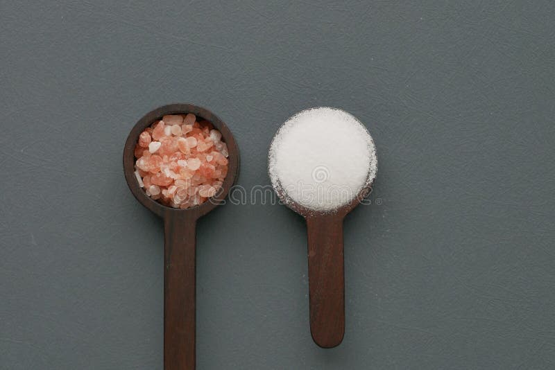 Comparing Raw Dried Pink Himalayan Salt with White Salt Stock Image ...