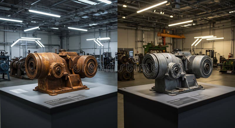 Comparing Refurbished Industrial Machinery in Factory Setting Stock ...