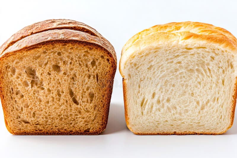 Comparing Slices of Whole Wheat and White Bread Showing Nutritional Differences Stock ...