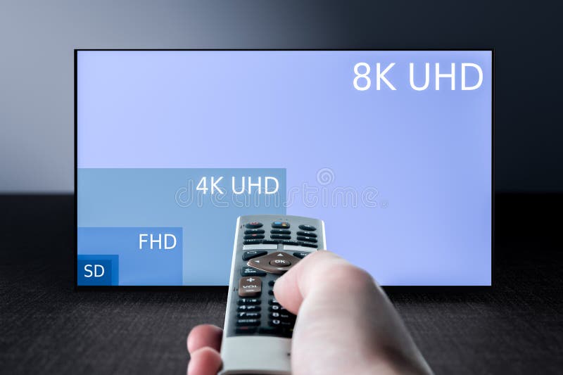Comparing TV Resolutions on Television Screen. TV Ultra HD Resolution ...