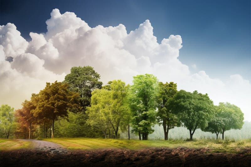 Comparing the Vibrant Greenery of Diverse Tree Species in Nature Stock ...