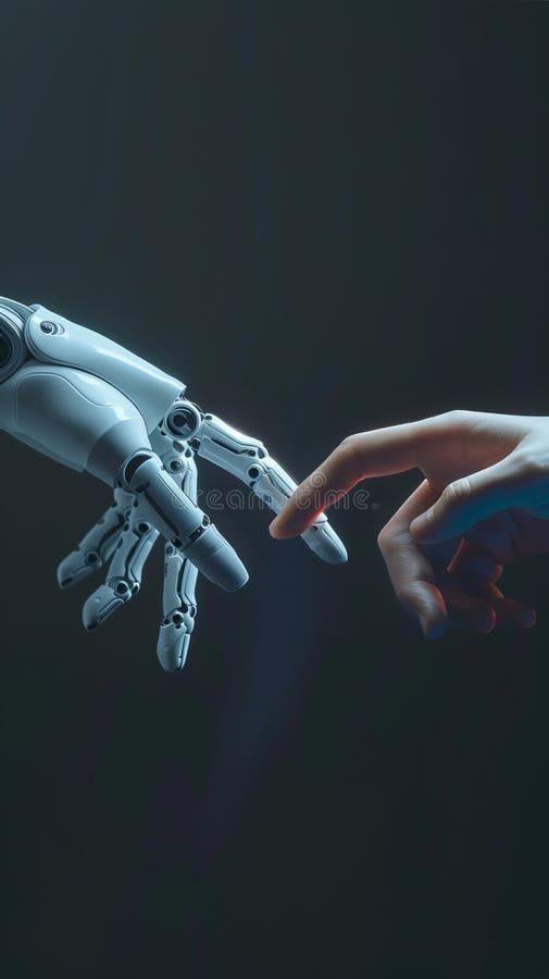 Human Hand Meets Cyberman Android Hand, Comparison of Artificial ...