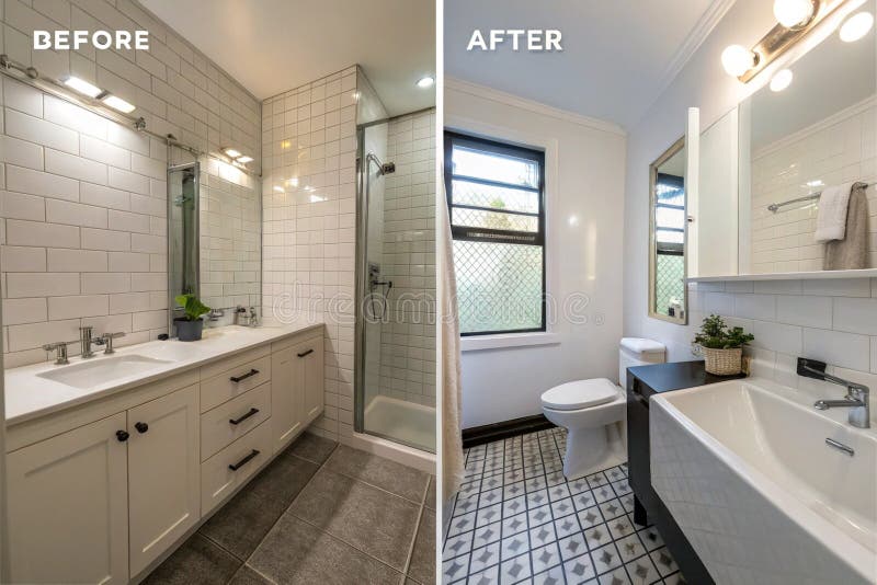 Before and after Bathroom Renovation Stock Illustration - Illustration ...