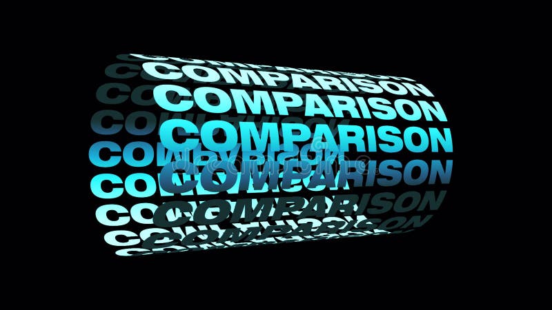 COMPARISON Blue Text Word Tube Rotating Animation Seamless Loop ...