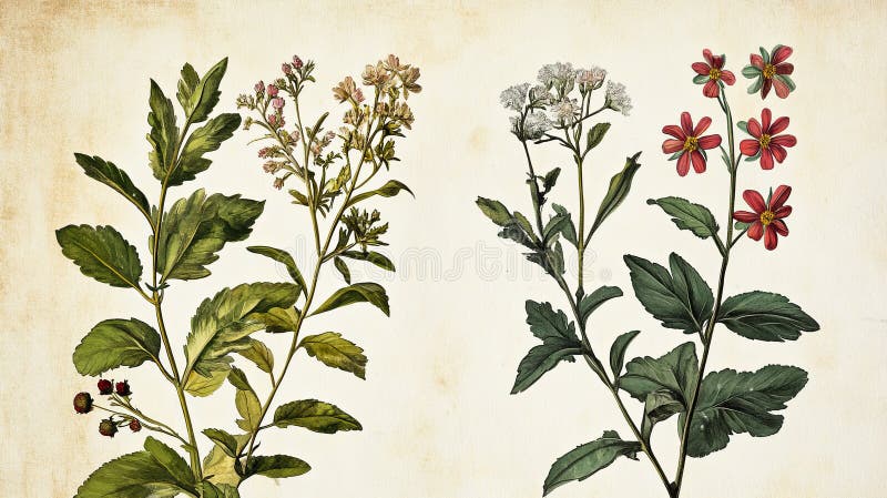 Comparison Chart: Modern Vs Ancient Plant Species. Stock Image - Image ...