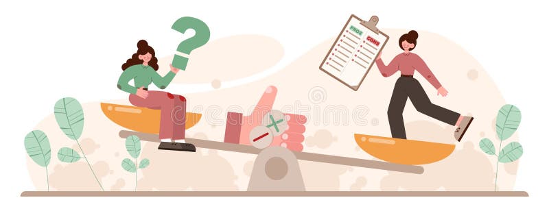 Comparison Concept. Pros and Cons with Two Choices Stock Illustration ...