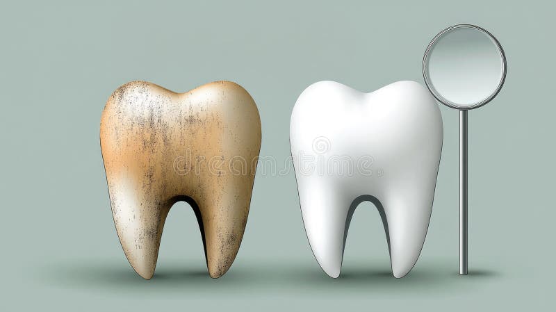 Comparison of Decayed Tooth and Healthy Tooth with Dental Mirror Stock ...