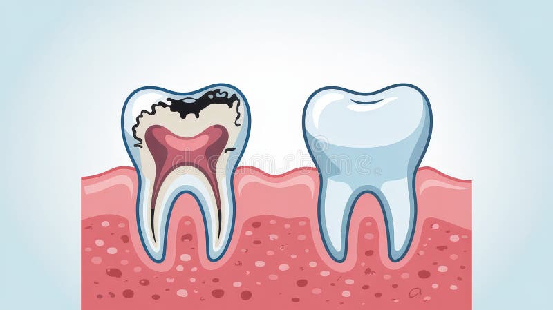Comparison of a Decayed Tooth and a Healthy Tooth with Detailed ...