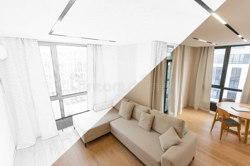 Comparison of Drawings and Repair Stock Photo - Image of private ...