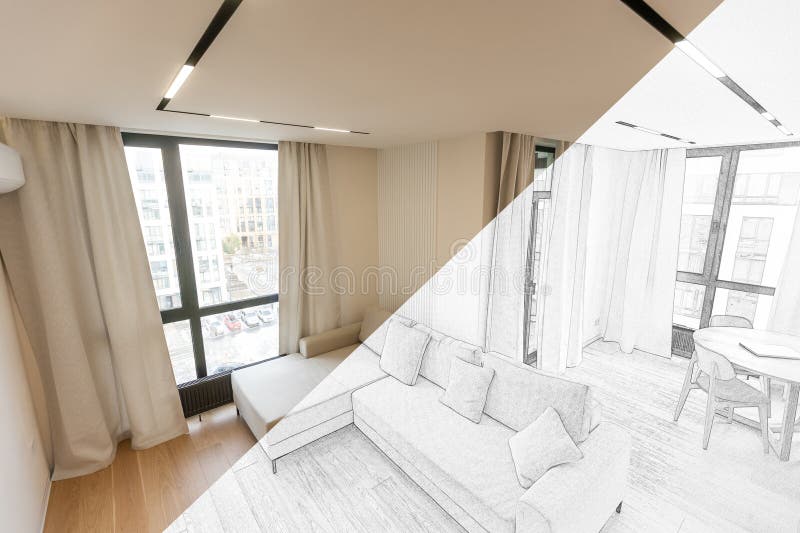 Comparison of Drawings and Repair Stock Photo - Image of outline ...