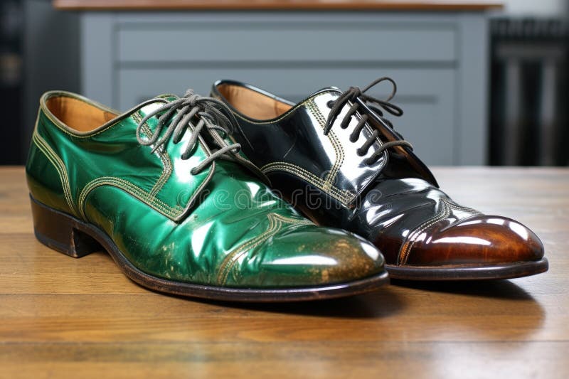 Before and after Comparison of Dull and Shiny Shoes Stock Illustration ...