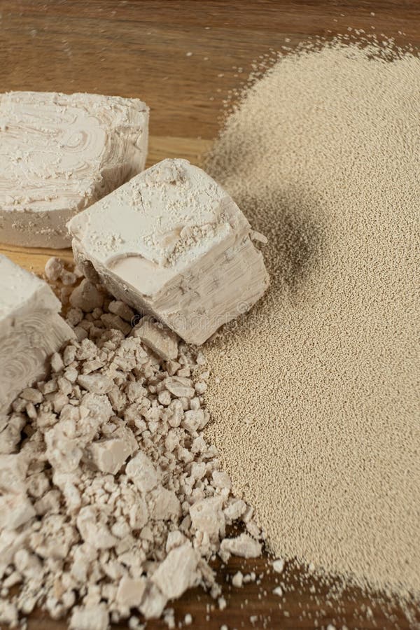 Comparison of Fresh Wet Yeast and Granular Dry Active Yeast. Stock ...