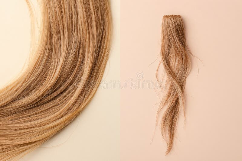 Comparison of Healthy and Brittle Hair Strands Highlighting Differences ...
