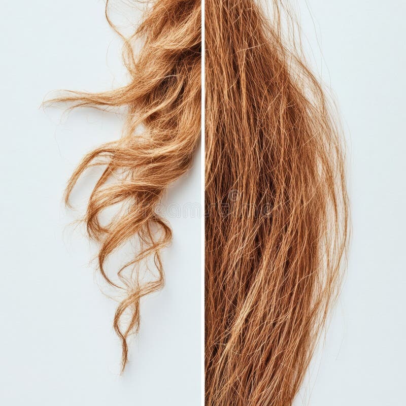 Comparison of Healthy and Damaged Hair Strands Highlighting the ...