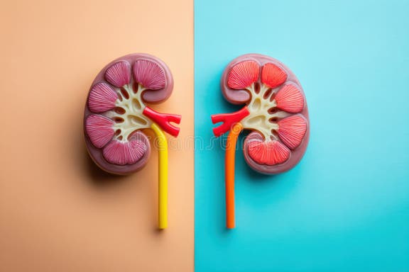 Comparison of Healthy and Damaged Kidneys Illustrating Differences in ...