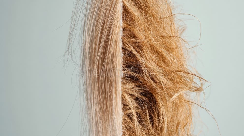 Comparison of Healthy Smooth Hair and Brittle Damaged Hair Showcasing ...