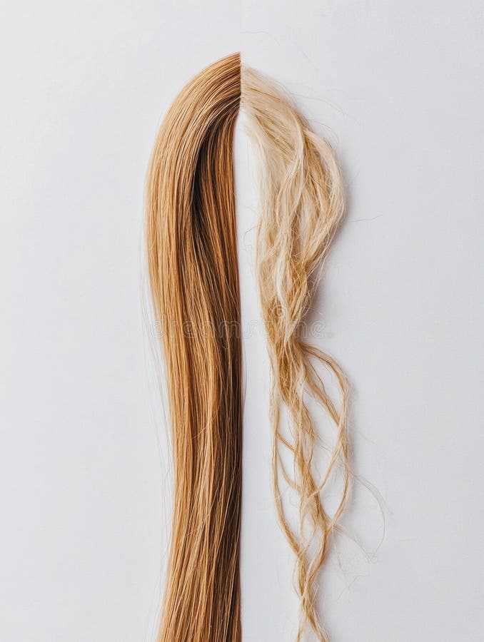 Comparison of Healthy Smooth Hair and Brittle Damaged Hair Showcasing ...