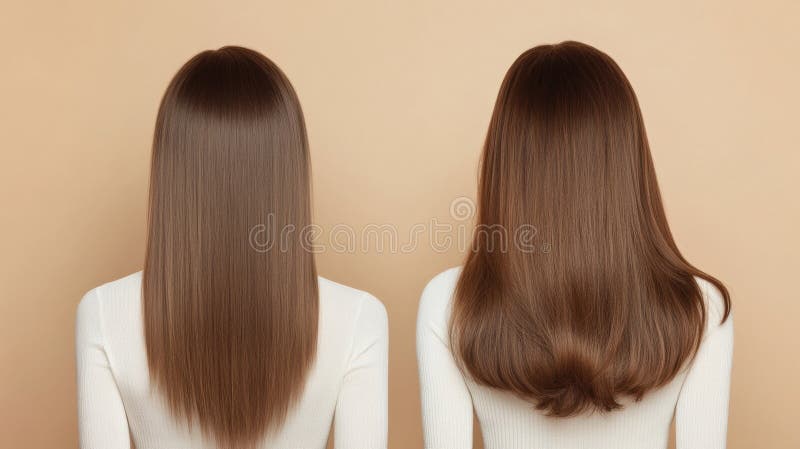 Comparison Thin Hair Thick Showcasing Significant Difference Volume ...