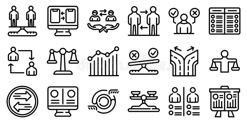 Comparison Icons Set, Outline Style Stock Vector - Illustration of ...