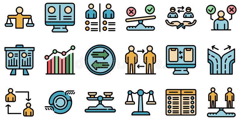 Comparison Icons Set Vector Flat Stock Vector - Illustration of ...