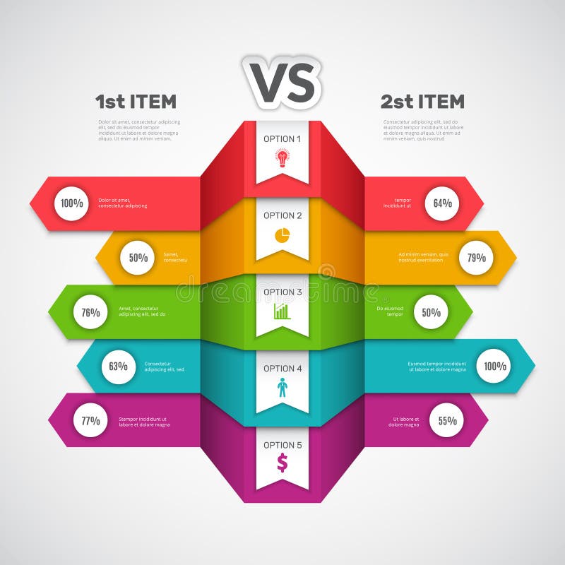 Comparison Infographic. Business Chart with Choice Elements or Products ...