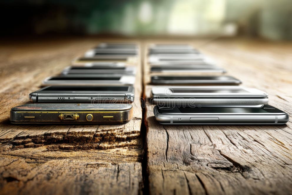 Comparison of Old and New Smartphones Showcasing the Evolution of ...