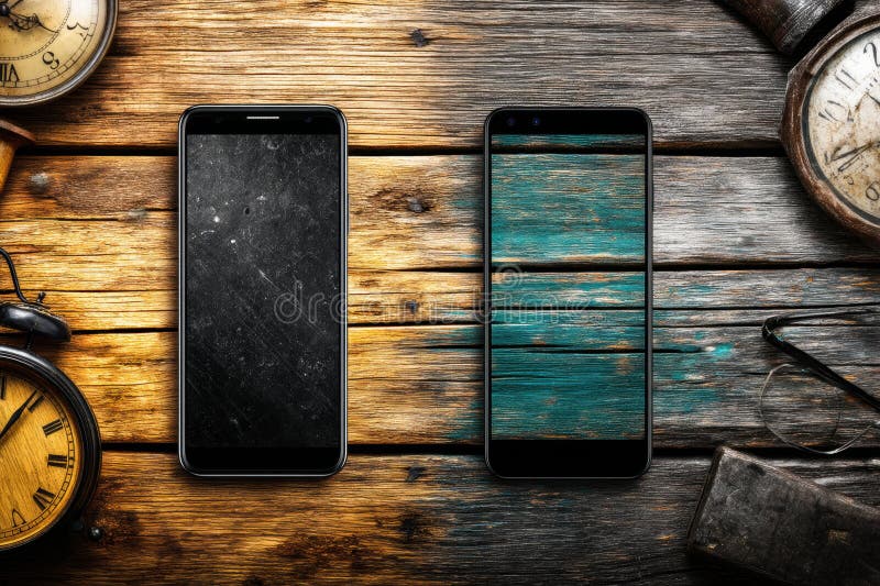 Comparison Old New Smartphones Showcasing Evolution Technology Over ...