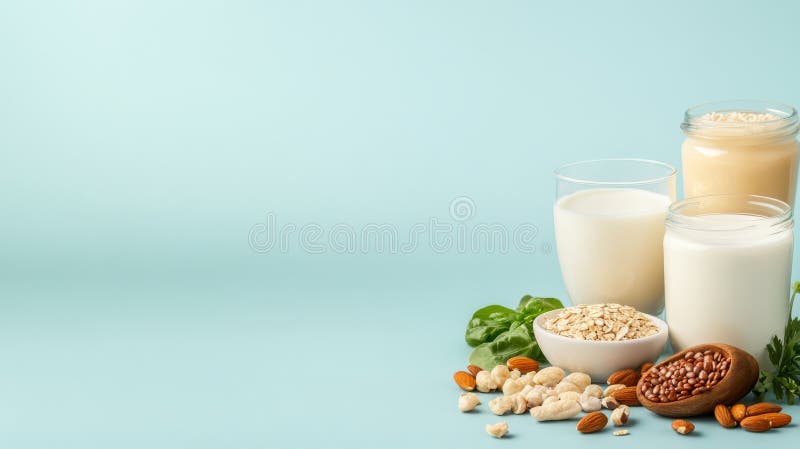 Comparison of Plant-Based Milk Options for a Healthy Lifestyle Stock ...