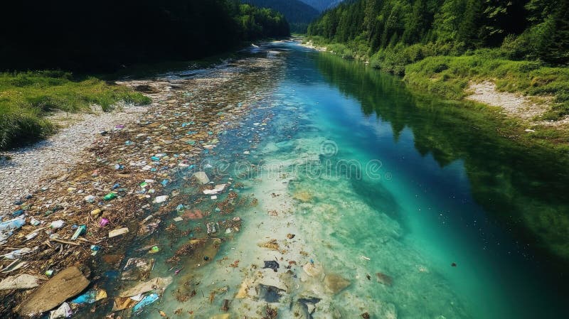 Comparison of Polluted River Filled with Trash and Pristine Clear Water ...