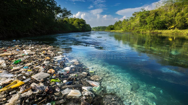 Comparison of a Polluted River Filled with Trash and a Pristine Stream ...