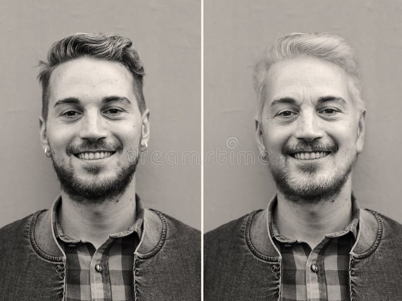 Comparison Portrait of the Same Caucasian Man Young and Old ...