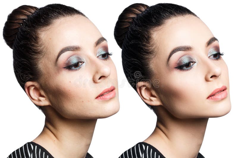 Comparison Portrait of Young Woman Stock Image - Image of natural ...
