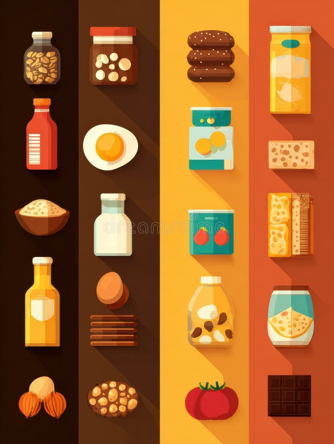 Comparison of Processed and Natural Food Items in Flat Design ...