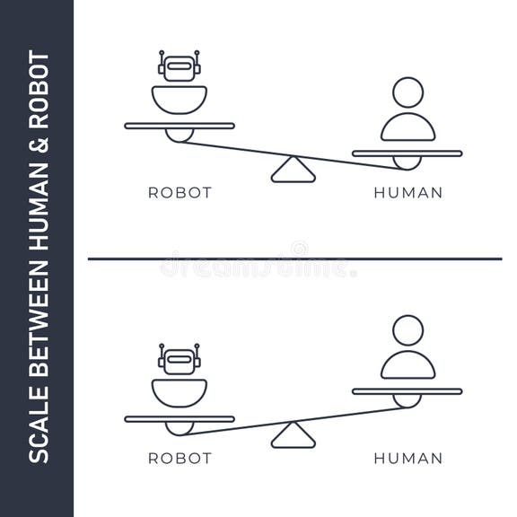 Comparison between Robot and Human. Isolated Vector Illustration Stock ...