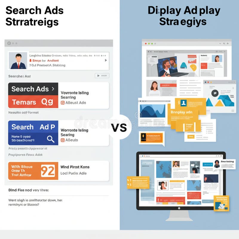 Comparison of Search Ads and Display Ads Strategies. the Left Side ...