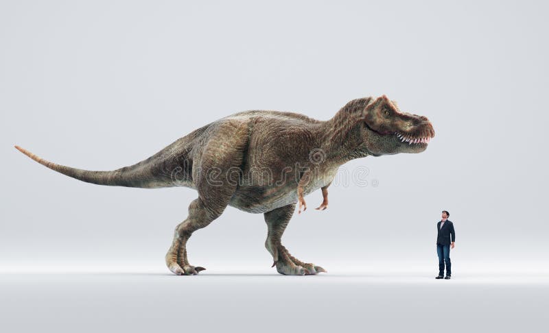 Comparison Size between Tyrannosaurus Rex and Human Stock Illustration ...