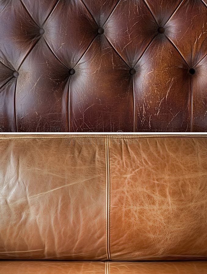 Comparison of a Stained Sofa and a Luxurious Leather Couch Showcasing ...