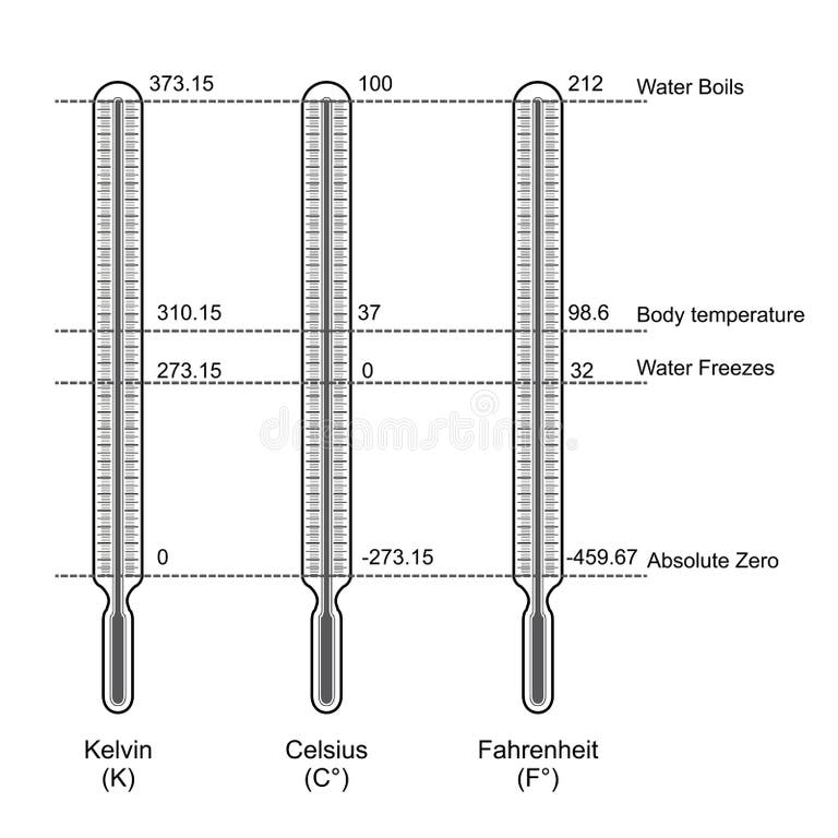 Comparison of Three Temperature Scales Vector Stock Vector ...