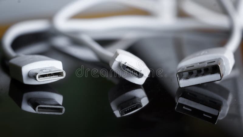 Comparison of Three Types of Male USB Connectors. USB Type-C, Micro USB ...