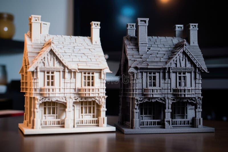 Comparison of Traditional and 3d Printed House Models Stock ...