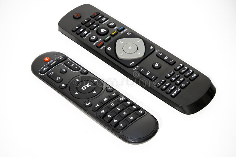 Comparison of Two Remote Controls on a White Background Stock Photo ...