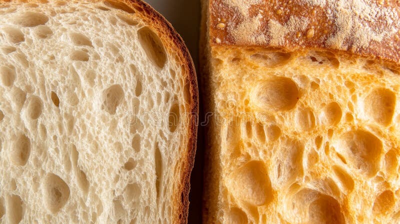 Comparison of White and Whole Grain Bread Showing Texture and Color ...