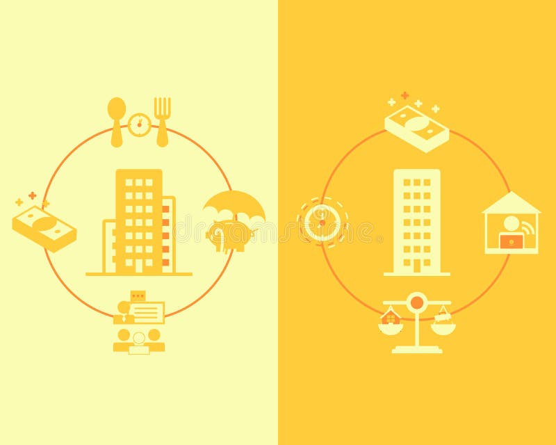 Comparison of Working Benefits in Different Companies Concept, Vector ...