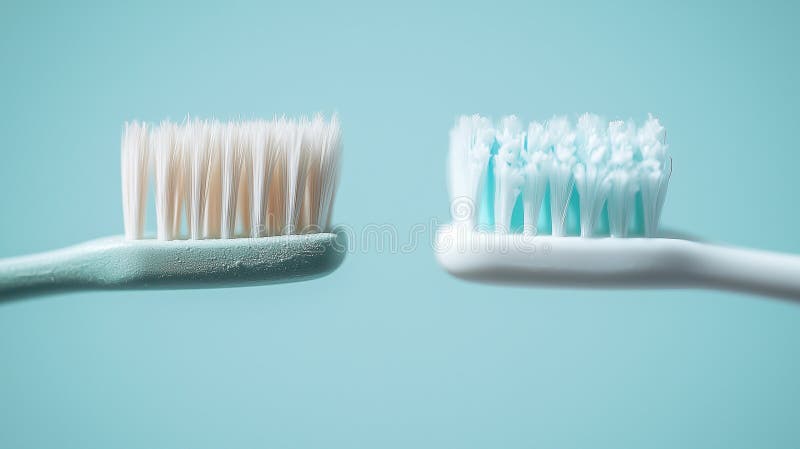 Comparison of Worn Toothbrush and Brand New Toothbrush Highlighting ...