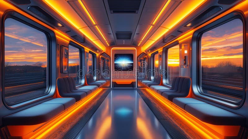 A Compartment of an Empty Futuristic Carriage of a Modern Train with ...