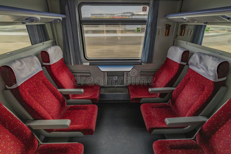 Compartment of First Class in Fast Train on New Railway Line from ...
