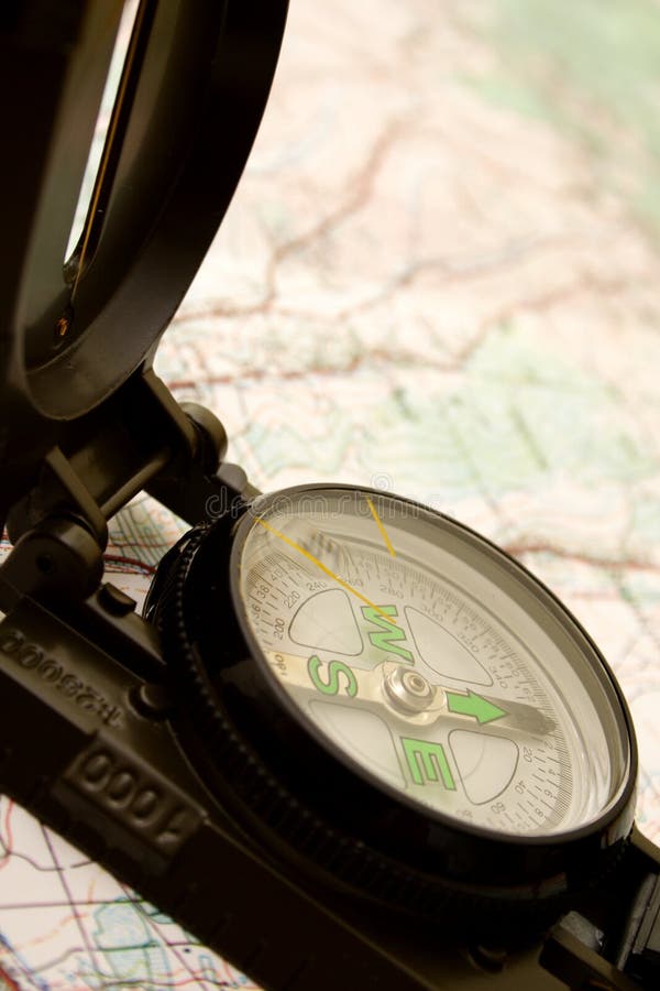 Compas and map stock image. Image of north, danger, inquiry - 1446697