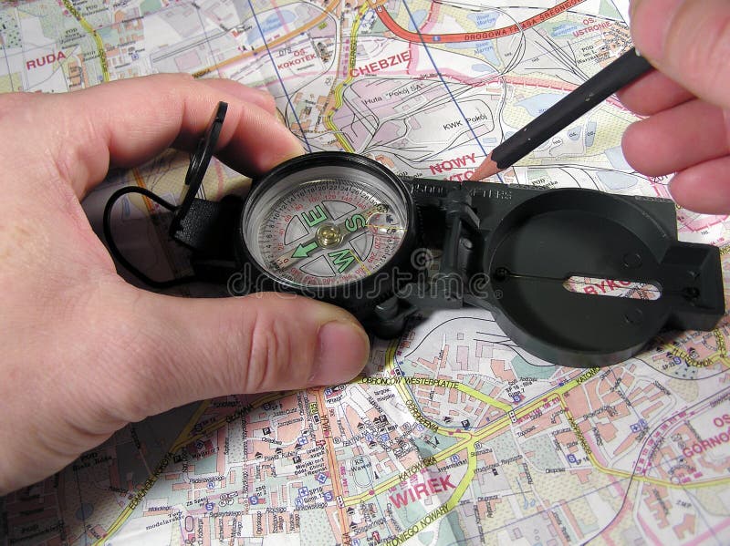 Compas and map stock photo. Image of side, measurement - 685208