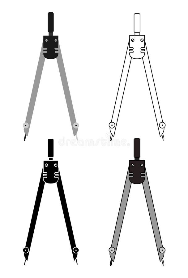 Pares De Instrumento De Dibujo Técnico De Los Compases Ilustración del ...